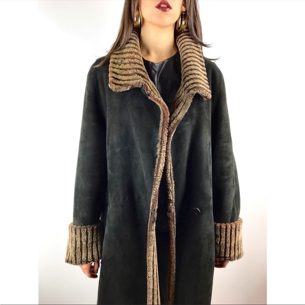 Italian Sinclair Shearling Reversible Coat - Gem